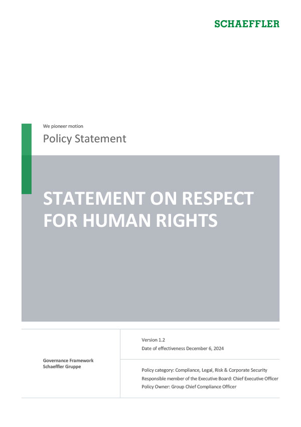 Statement on respect for human rights | Publications | Schaeffler Germany